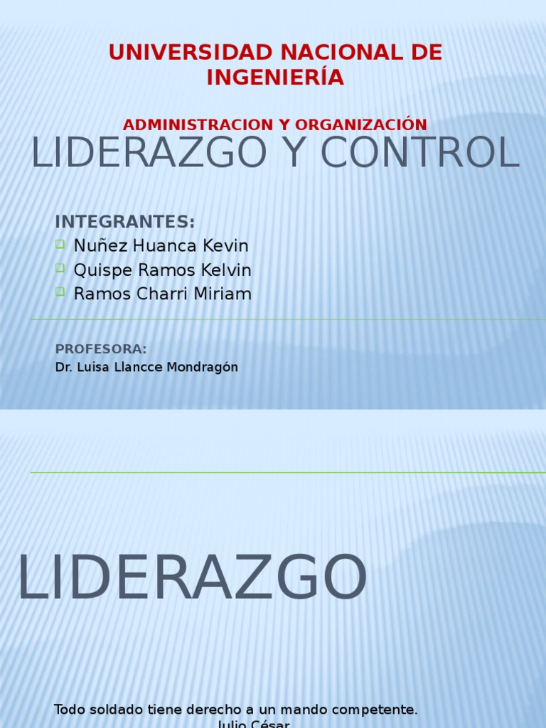 Liderazgo y Control | PDF | Liderazgo | Conceptos psicologicos