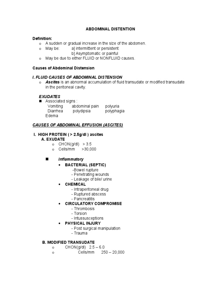Abdominal Distention | PDF | Liver | Pancreas