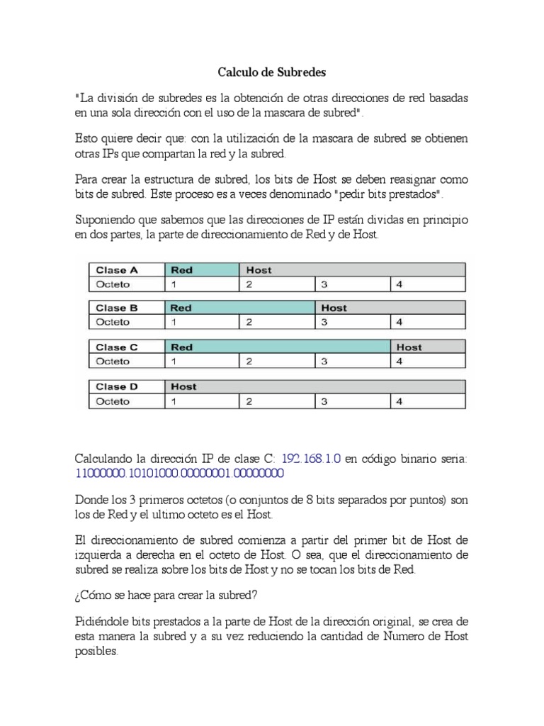Calculo de Segmentacion de Red | PDF | Dirección IP | Protocolos de red