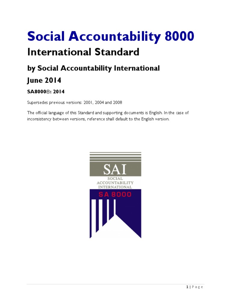 SA8000 Standard 2014 | PDF