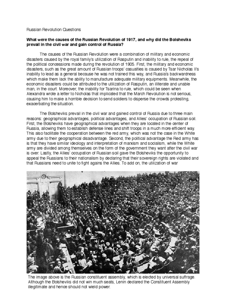Russian Revolution Questions | PDF | Russian Revolution | Bolsheviks