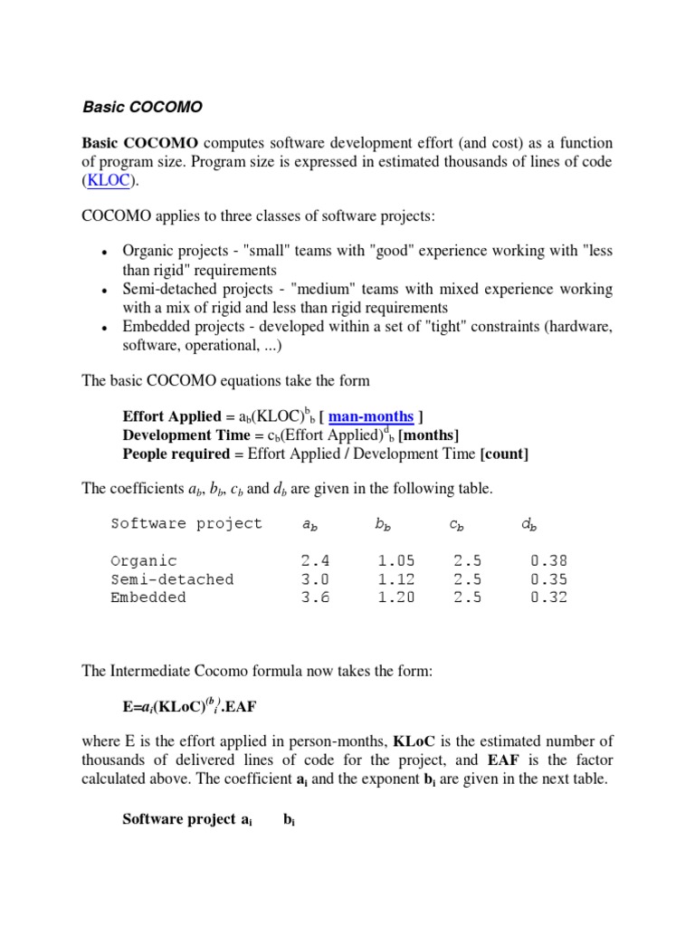 Understanding Basic and Intermediate COCOMO | PDF
