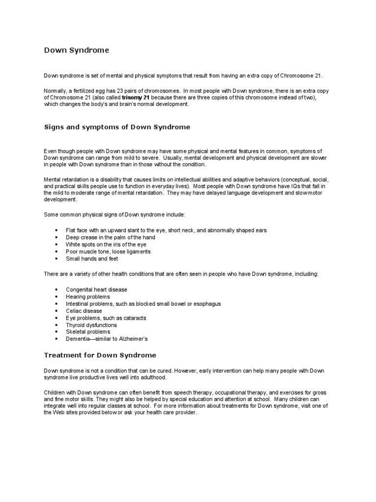 Down Syndrome | Download Free PDF | Down Syndrome | Intellectual Disability