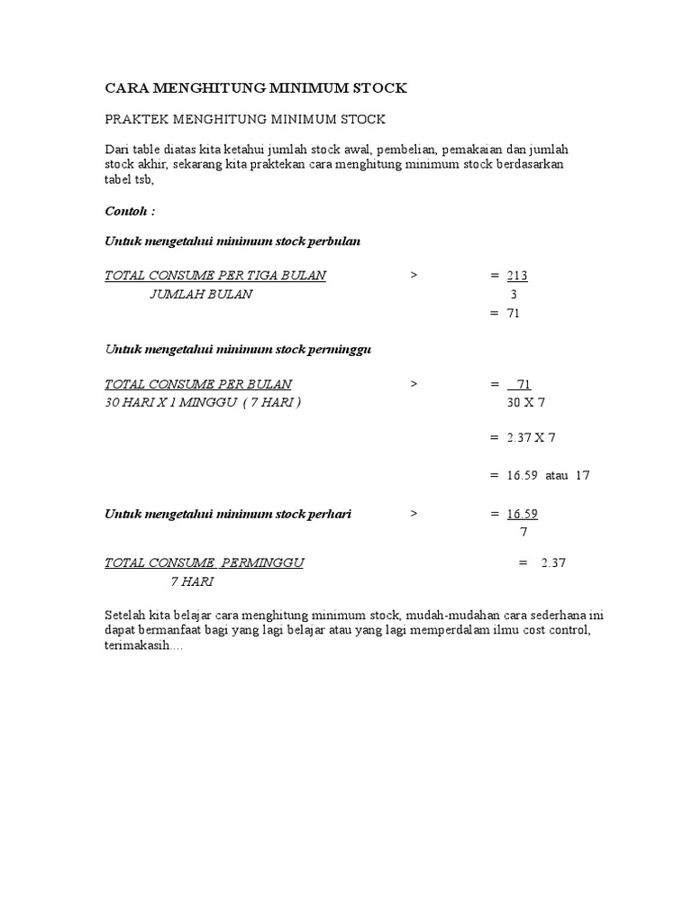 Cara Menghitung Minimum Stock | PDF