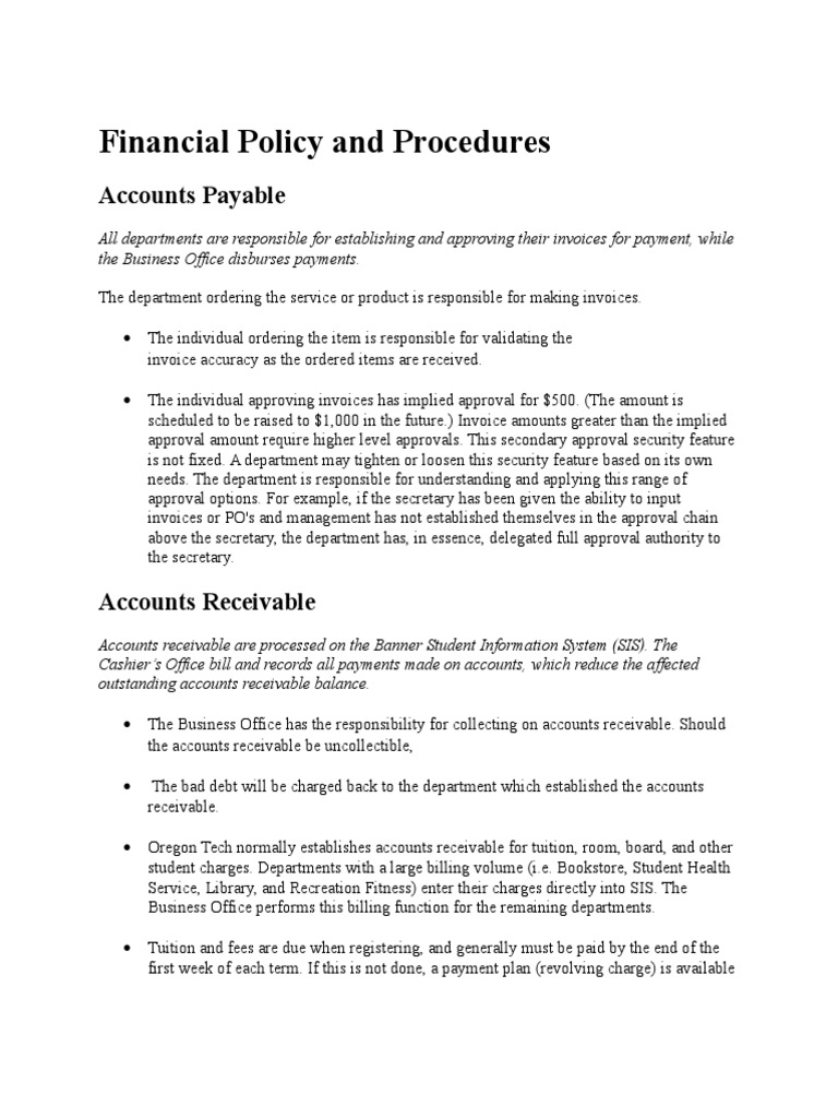 Financial Policy and Procedures | Payroll | Receipt