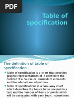 Table of Specifications | PDF | Test (Assessment) | Educational Assessment
