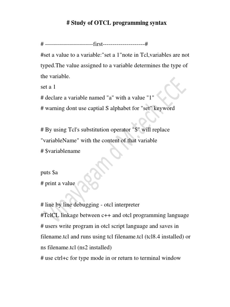 Otcl Programming Basics Syntax | PDF | File Transfer Protocol | Parameter (Computer Programming)