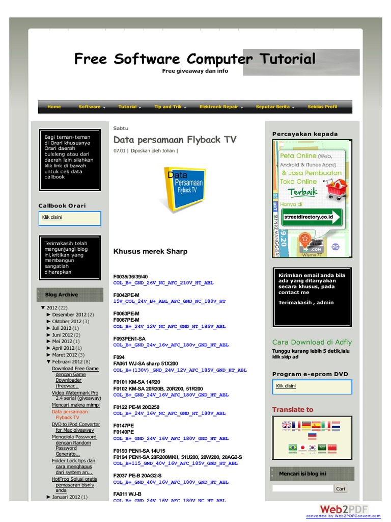 Data Persamaan Flyback TV | PDF