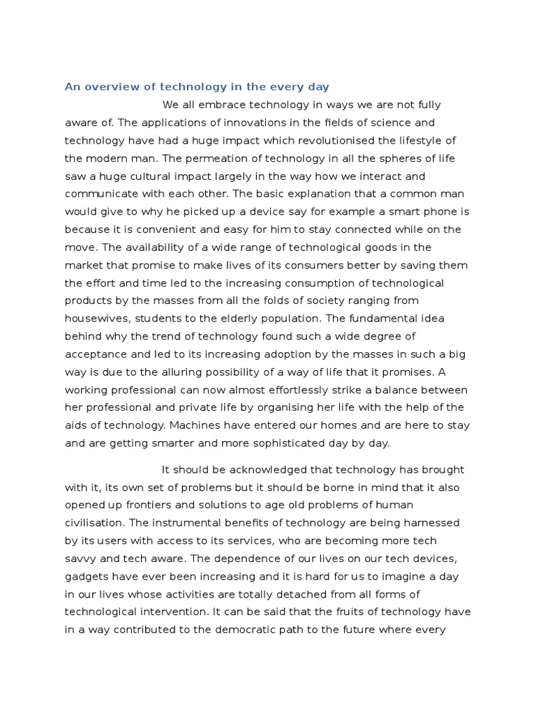 An Overview of Technology in The Every Day | PDF | Social Media ...