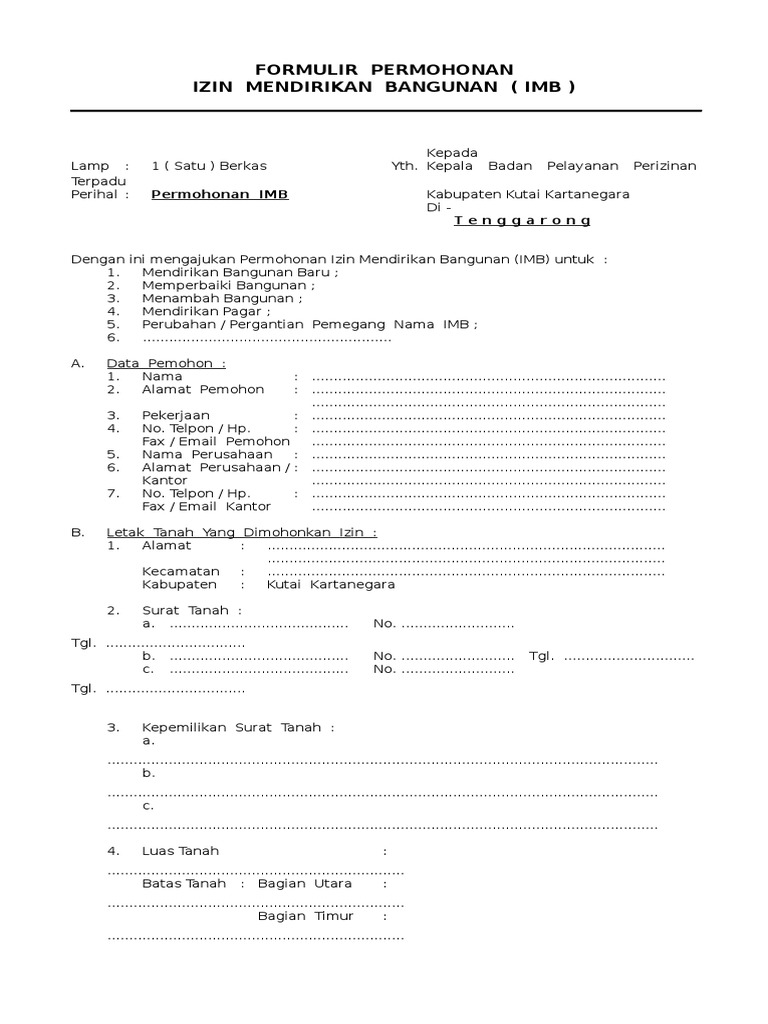 Form Permohonan IMB | PDF