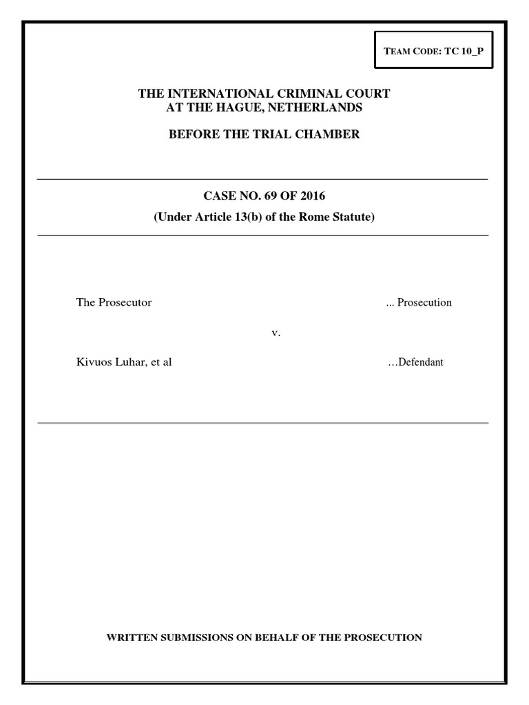 Prosecution - Memorial | PDF | International Criminal Court | Genocides