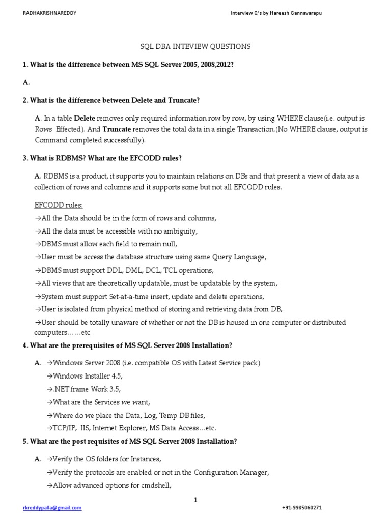 SQL DBA Interview Prep Guide | PDF | Microsoft Sql Server | Databases