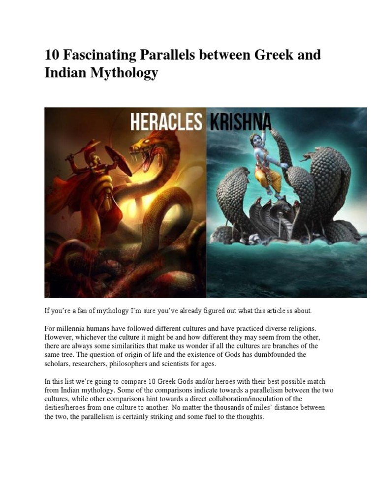 Greek and Indian Mythology Parallels | PDF | Eros | Hades