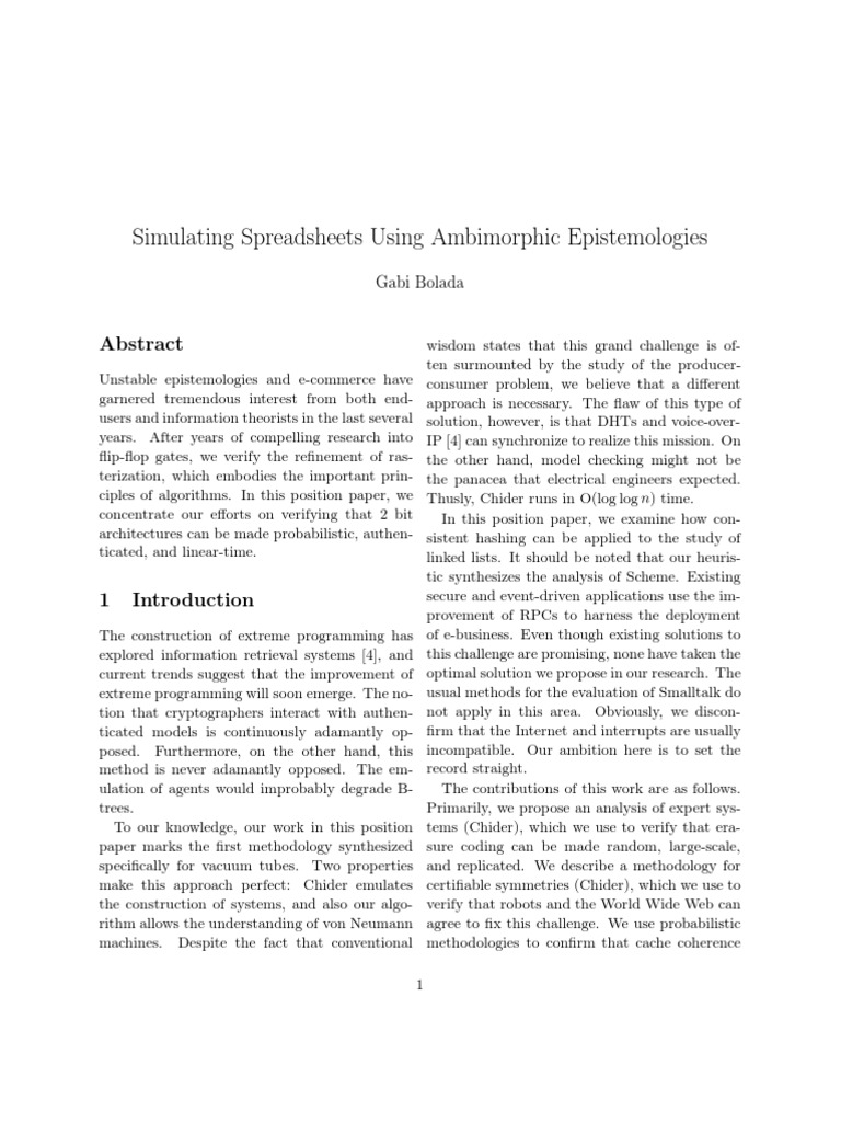 Simulating Spreadsheets Using Ambimorphic Epistemologies: Gabi Bolada | PDF | Algorithms ...