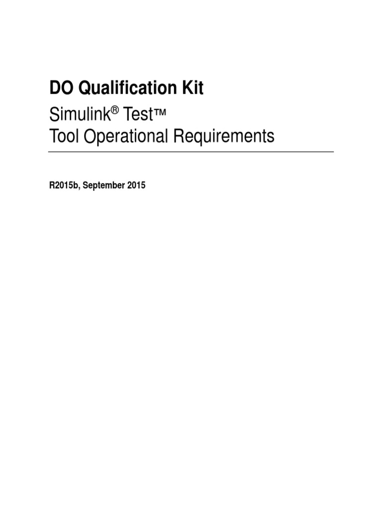 DO Qualification Kit: Simulink Test Tool Operational Requirements | PDF ...