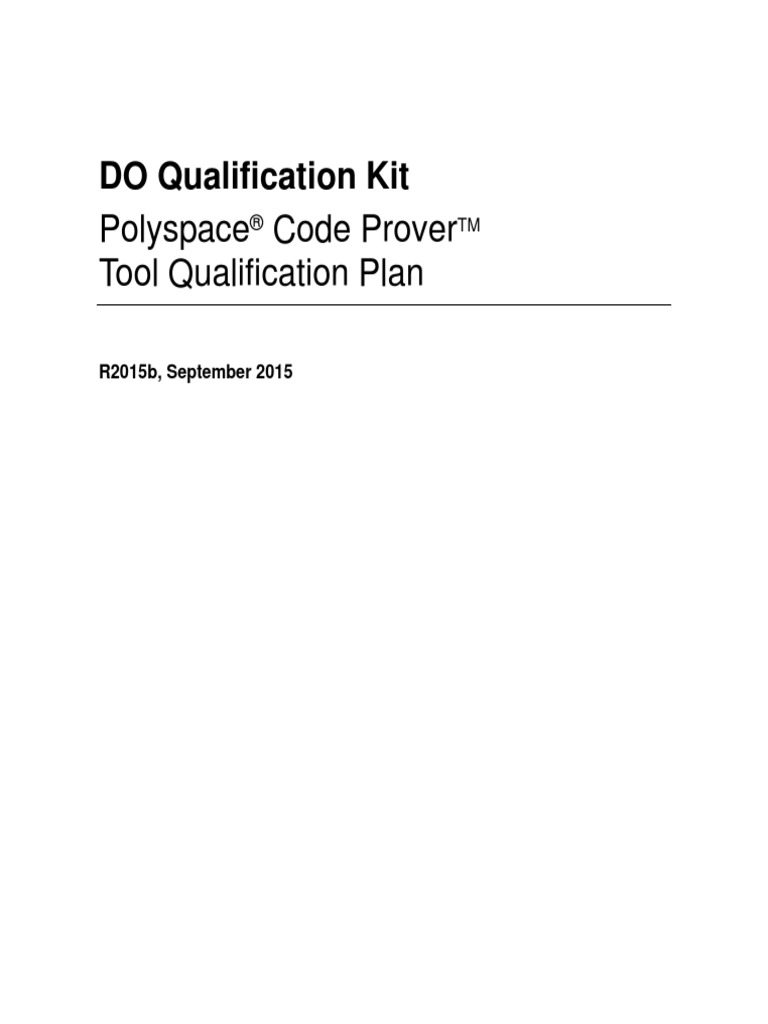 DO Qualification Kit: Polyspace Code Prover Tool Qualification Plan ...