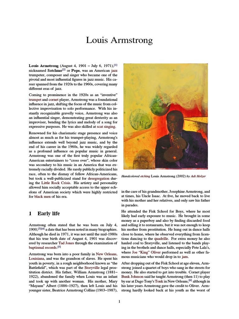 Louis Armstrong | PDF | Jazz | Leisure