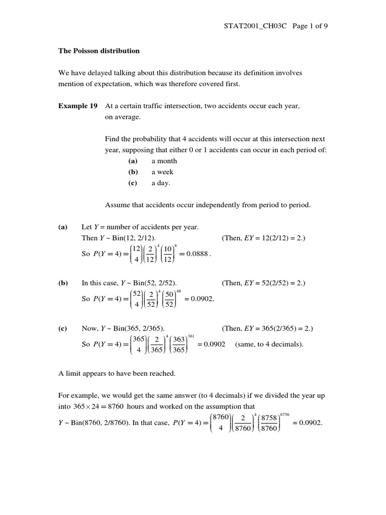 Lectures Chapter 3C | PDF | Mode (Statistics) | Poisson Distribution