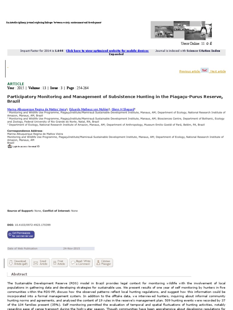 Subsistence Hunting in Brazil | PDF | Hunting | Protected Area