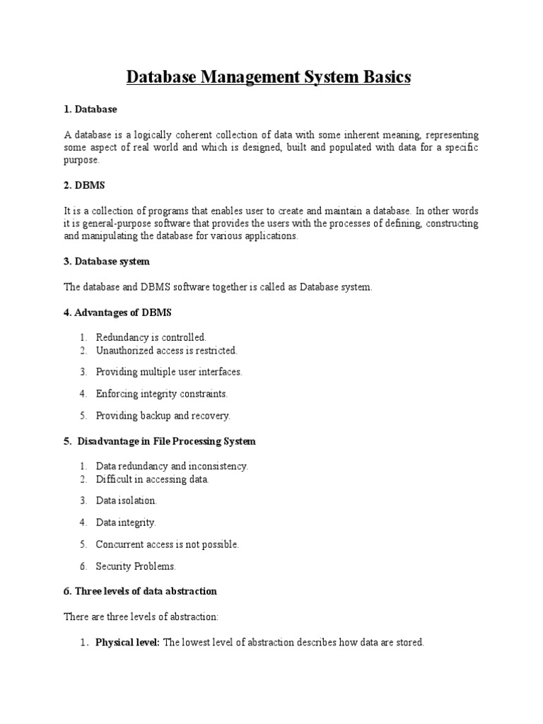 Dbms Basics | PDF | Relational Database | Databases Dbms Basics | PDF | Relational Database | Databases
