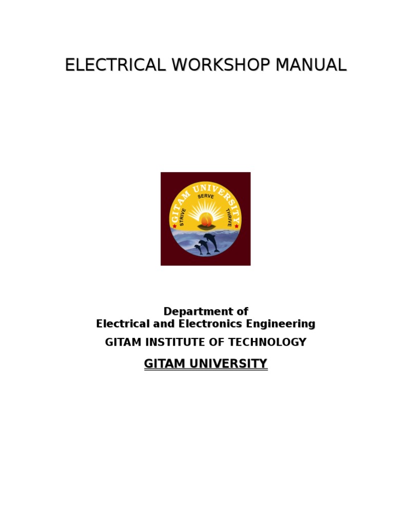 1st Year Electrical Work Shop Lab Manual Book Revised On 3-10-081 | PDF ...