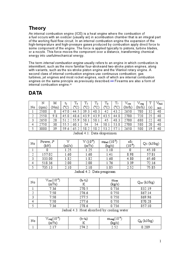 Diesel Engine Lab Report | PDF