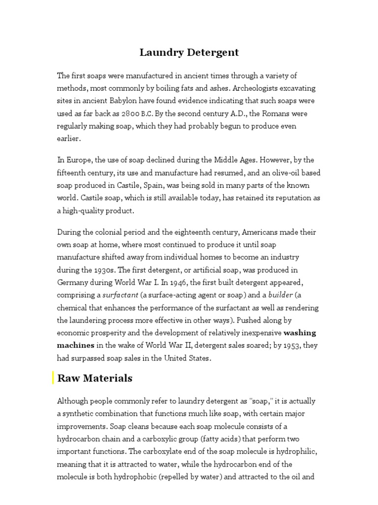 Laundry Detergent Pdf Soap Surfactant