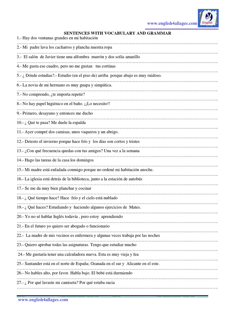 Ejercicios de Traducción Español-Inglés | PDF