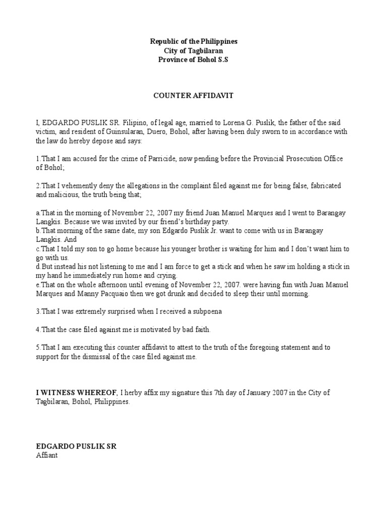 Sample Counter Affidavit | PDF | Wellness