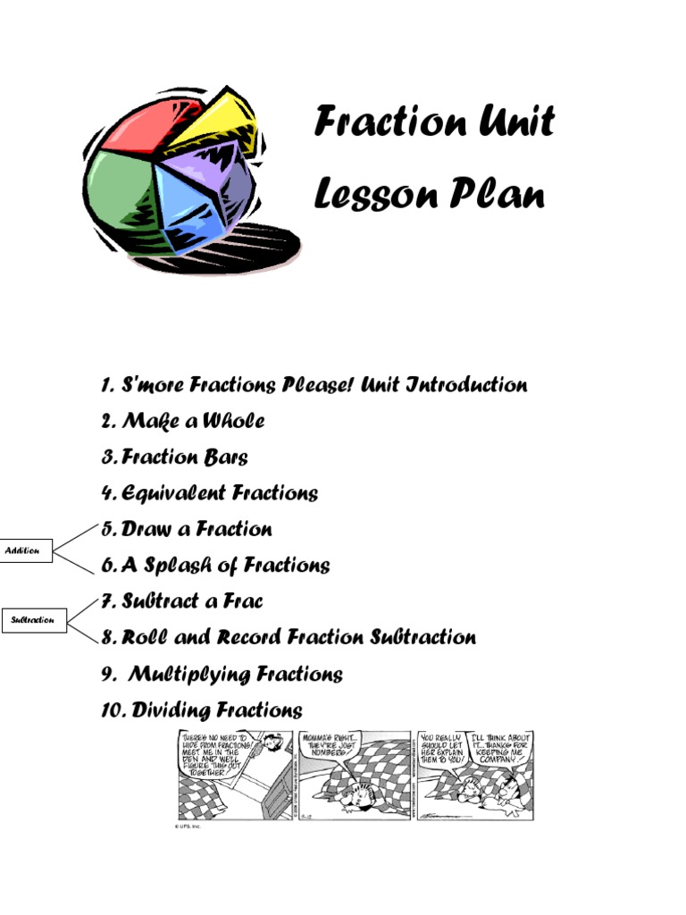 Fraction Unit Lesson Plan Table of Contents | PDF