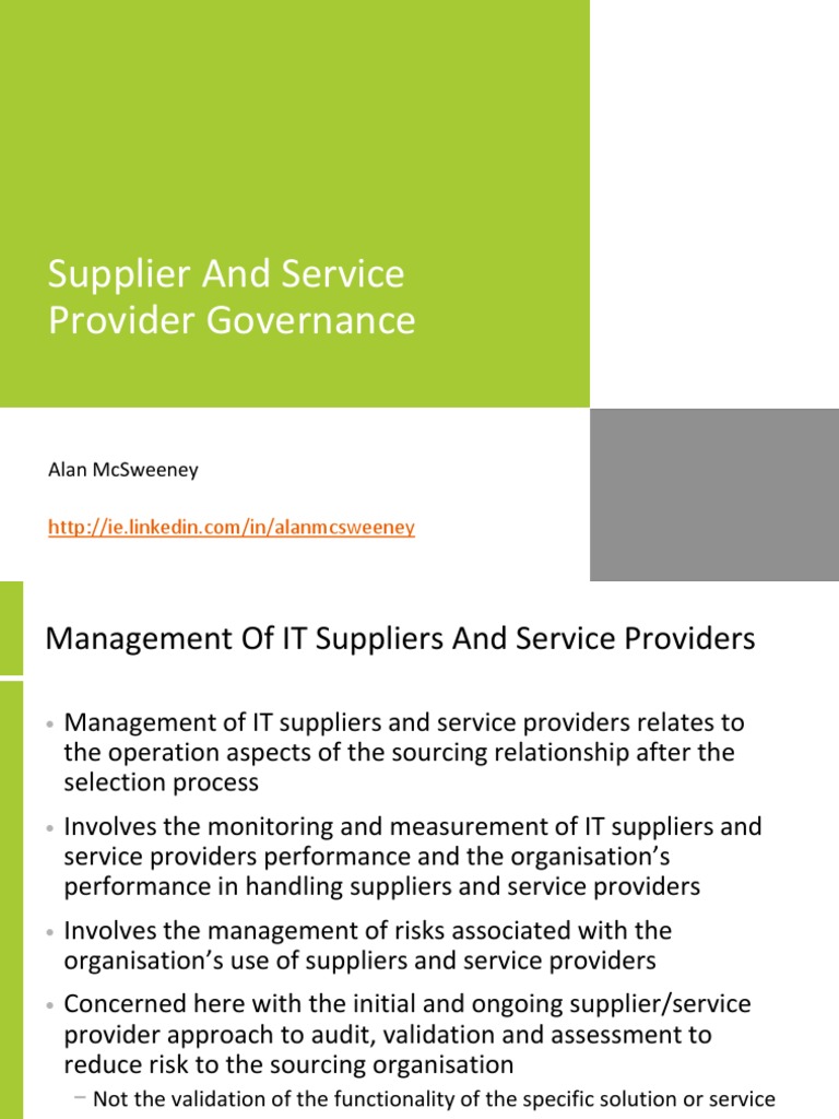 Supplier and Service Provider Governance | Download Free PDF | Itil ...