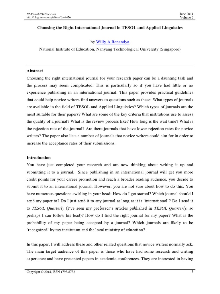 Choosing The Right International Journal | PDF | Language Arts ...