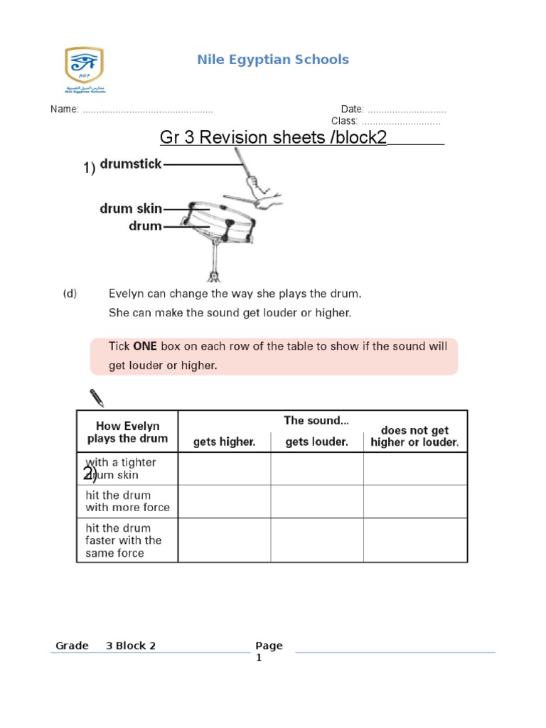 Revision Sheets Block 2 GR 3 | PDF | Teaching Methods & Materials