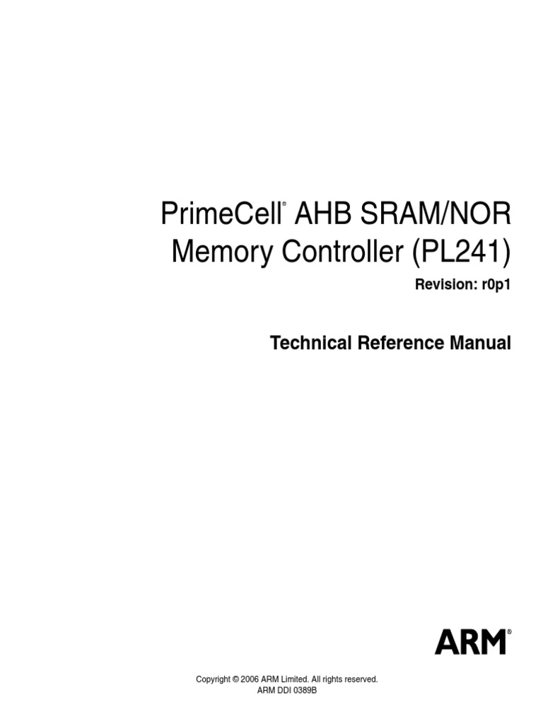 Primecell Ahb Sram/Nor Memory Controller (Pl241) : Technical Reference Manual | PDF | Random ...