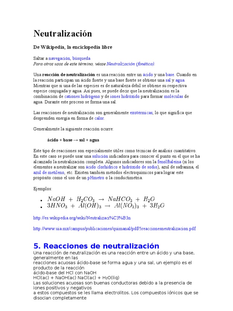Neutralización | Ácido | Ácido clorhídrico