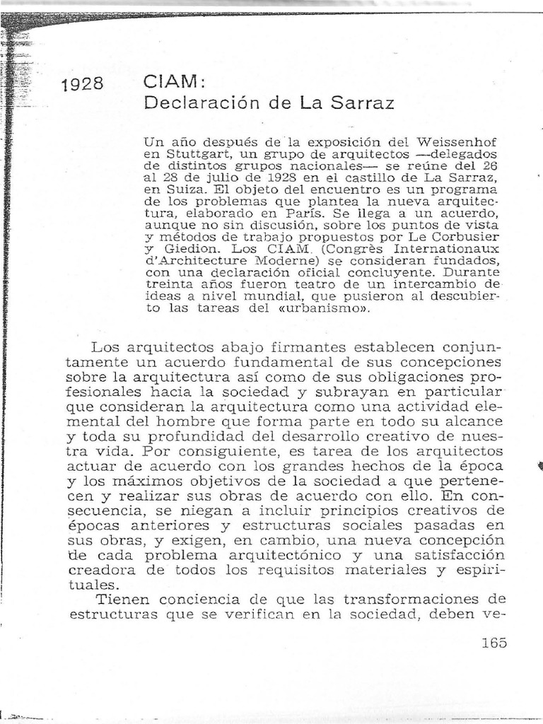 Declaración CIAM 1928 en La Sarraz | PDF | Urbanismo | Ciencias económicas