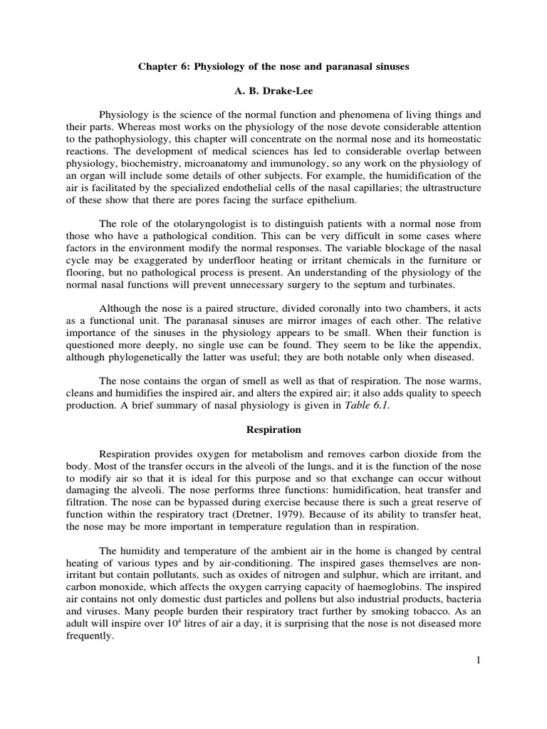 Physio of Nose Scott | PDF | Autonomic Nervous System | Mucus