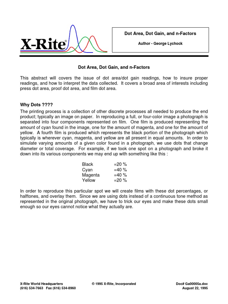 Dot Area, Dot Gain, and N-Factors: Author - George Lychock | PDF ...