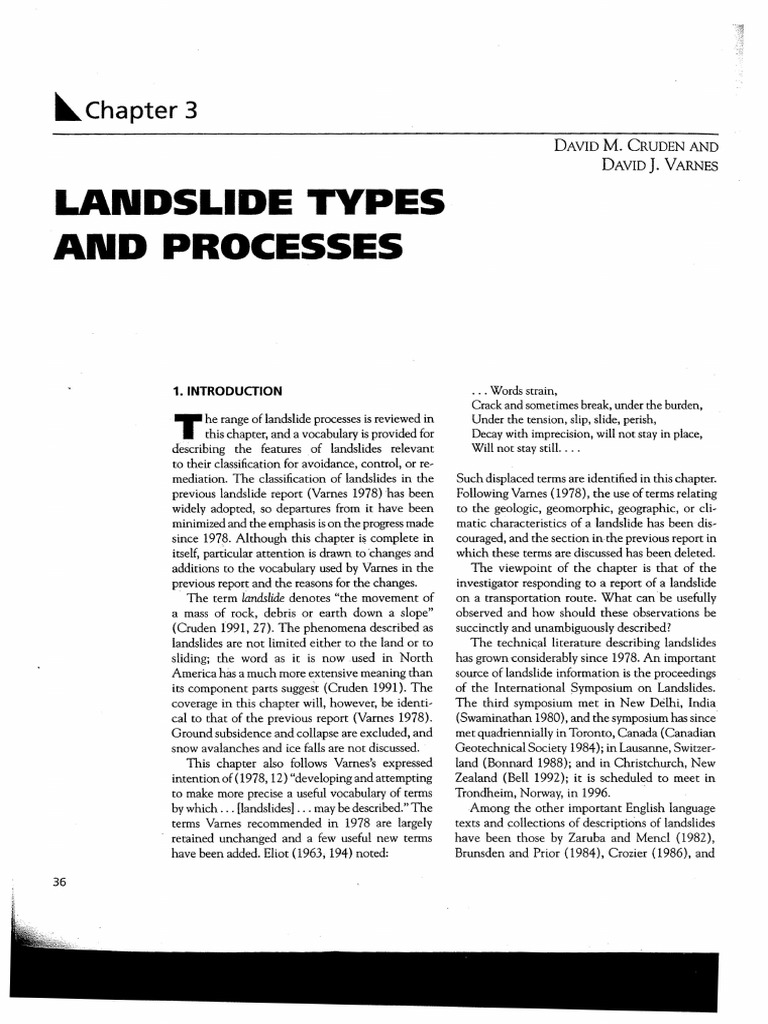 Landslide Types and Processes David M. Cruden y Davi J. Varnes | PDF ...