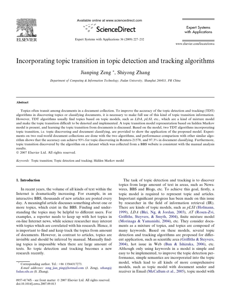 Incorporating Topic Transition in Topic Detection and Tracking ...