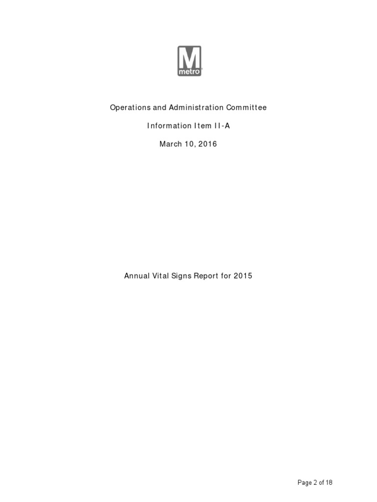 WMATA Vital Signs Report | PDF | Performance Indicator | Reliability ...