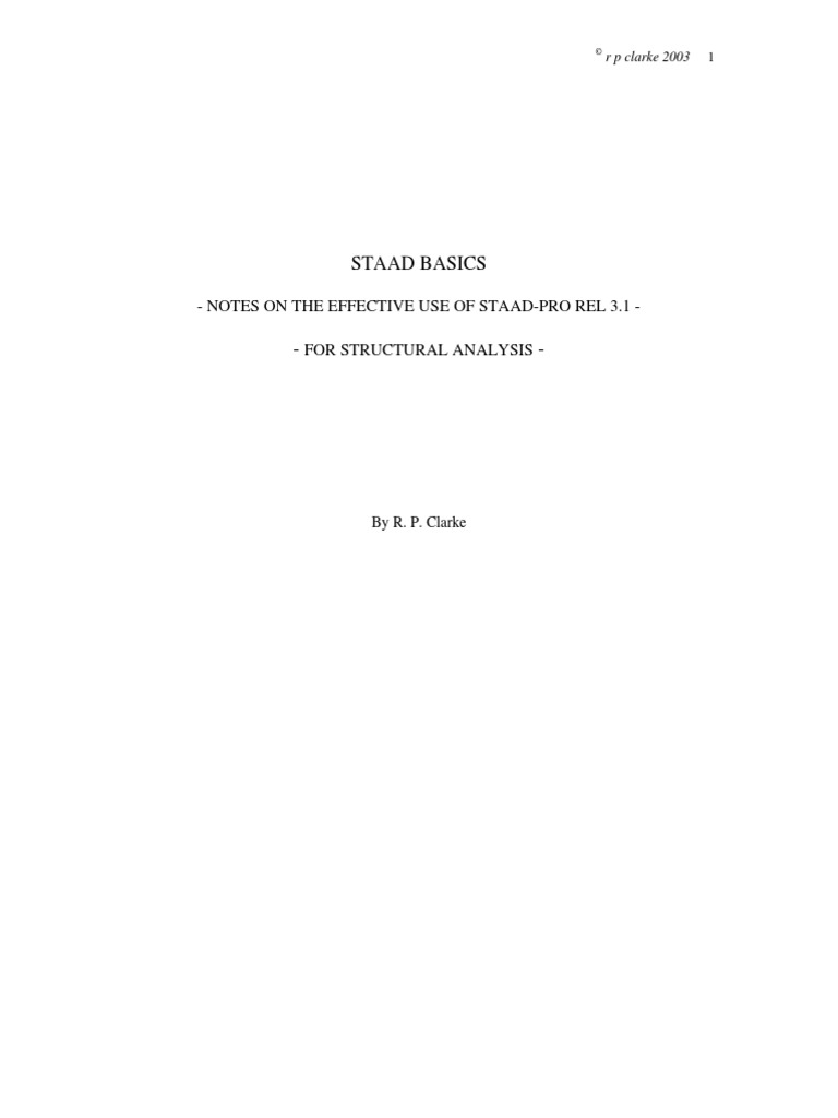 Staad Basics: - Notes On The Effective Use of Staad-Pro Rel 3.1 | PDF ...