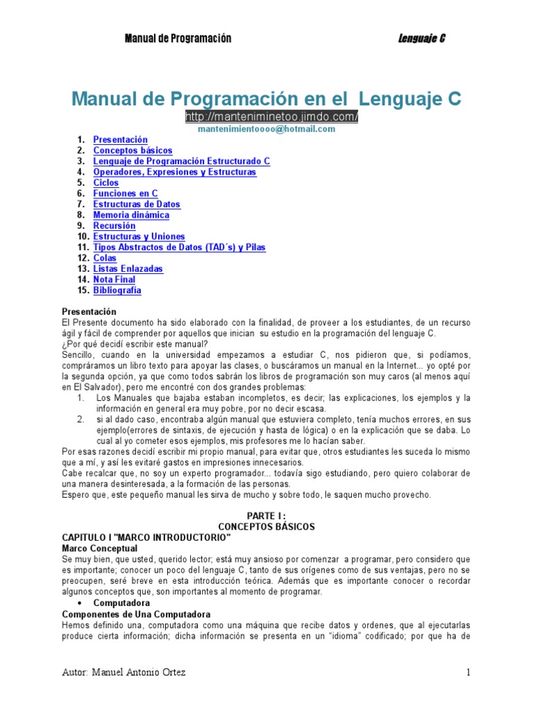Manual Programacion C | PDF | Lenguaje de programación | Programa de computadora