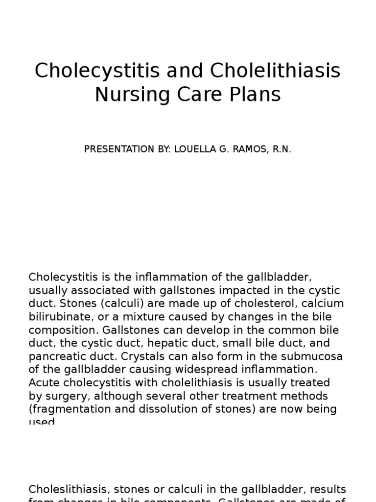 Cholecystitis and Cholelithiasis Nursing Care Plans | PDF | Gastroenterology | Diseases And ...