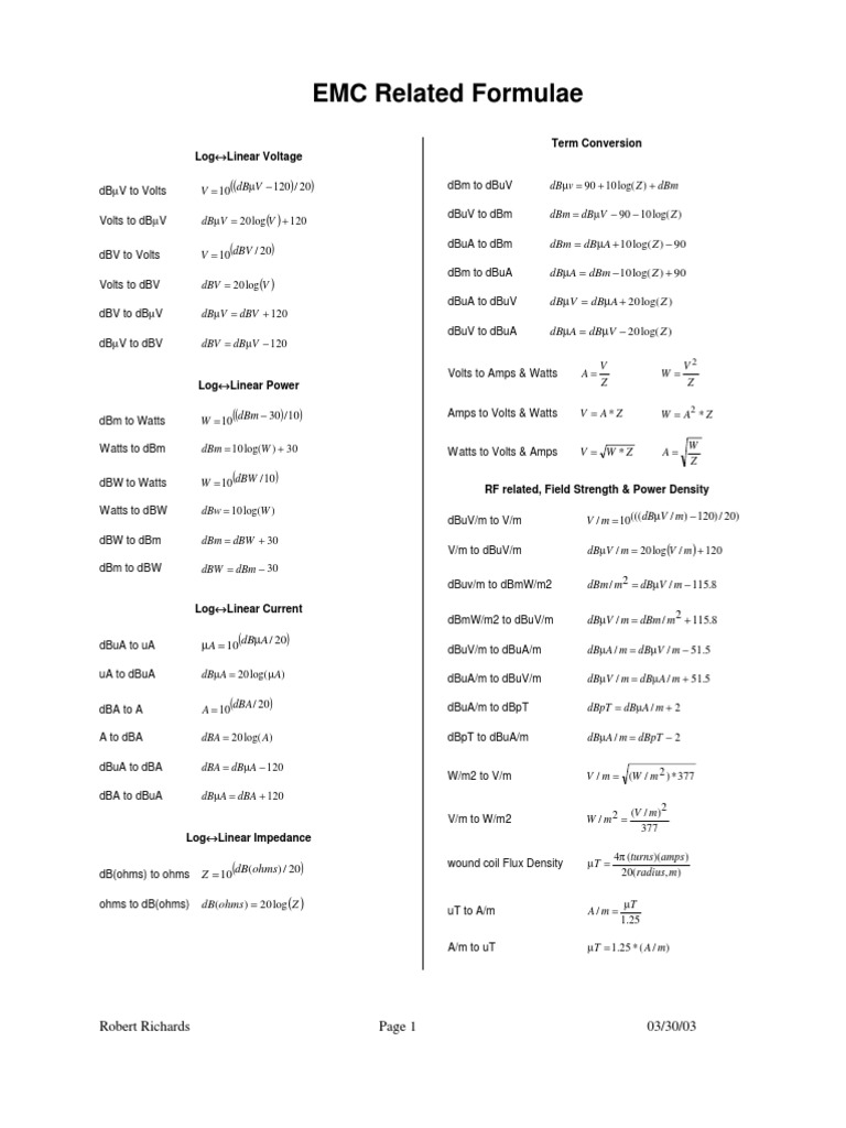 RF Formulas | PDF | Decibel | Antenna (Radio)