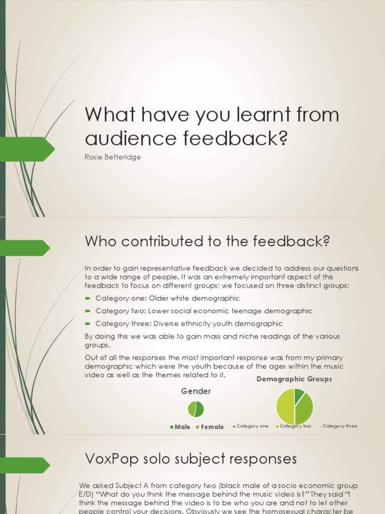 What Have You Learnt From Audience Feedback?: Rosie Betteridge ...
