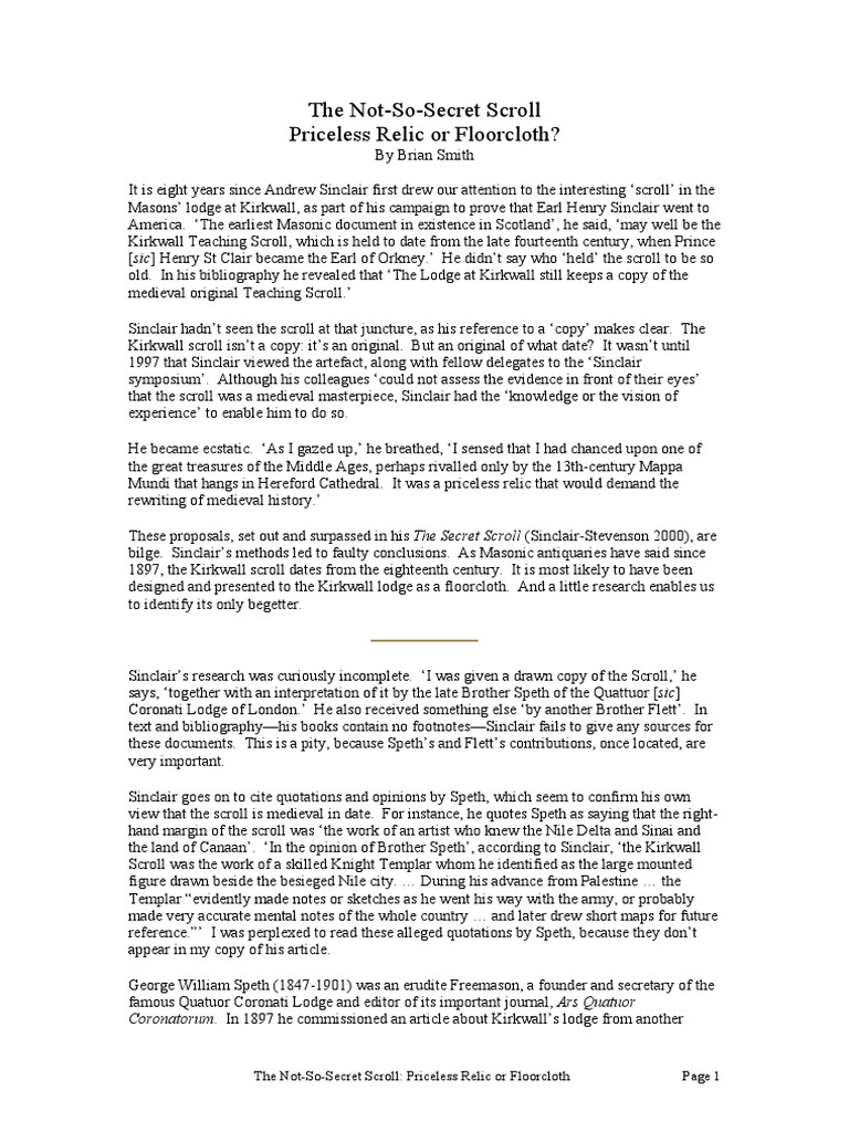 Kirkwall Scroll | PDF | Freemasonry | Masonic Lodge