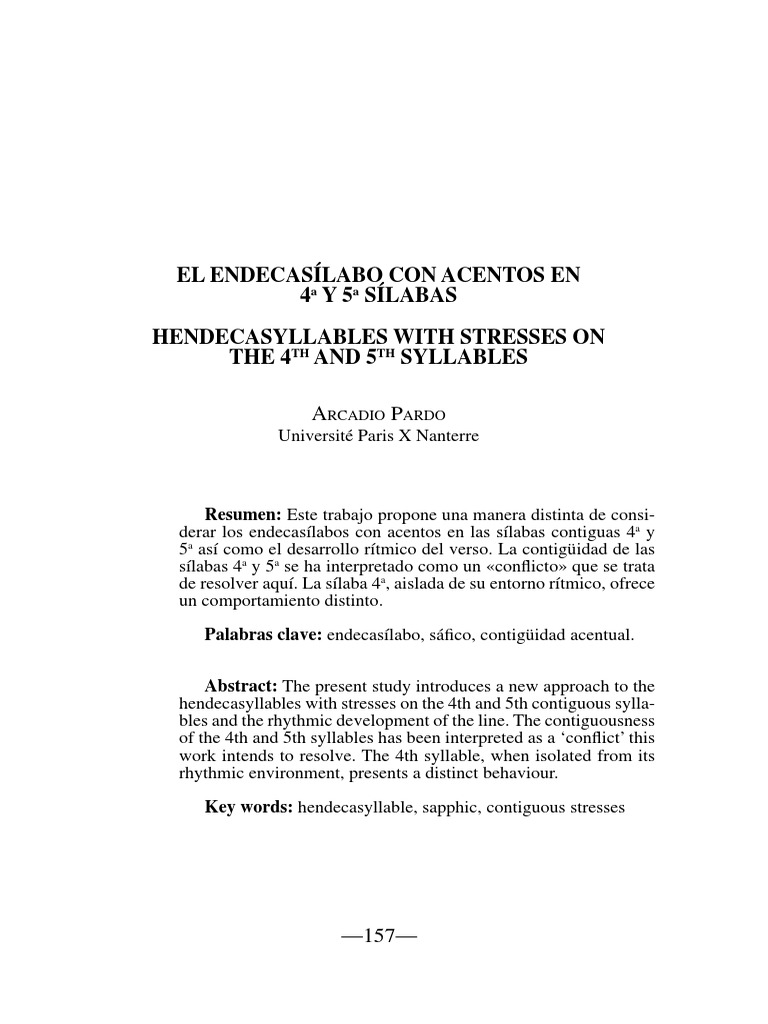 Endecasílabo Con Acento en 4 y 5 | PDF | Metro (poesía) | Ritmo