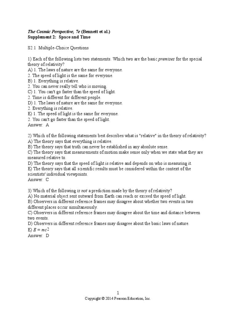 S2 - Testbank - Astronomy 101 | PDF | Special Relativity | Speed Of Light