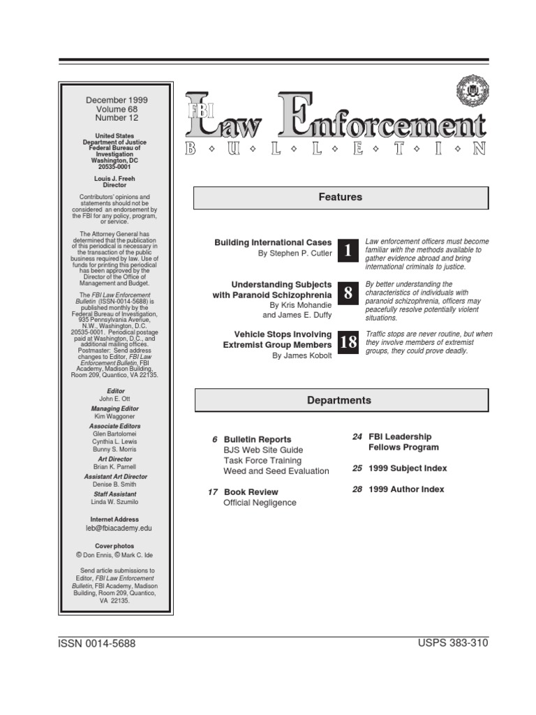 FBI Law Enforcement Bulletin - Dec99leb | PDF | Extradition | Schizophrenia